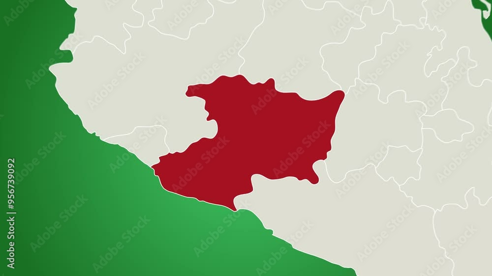 Michoacan State Map of Mexico 2D Animation, Detailed Geographic Stock ...