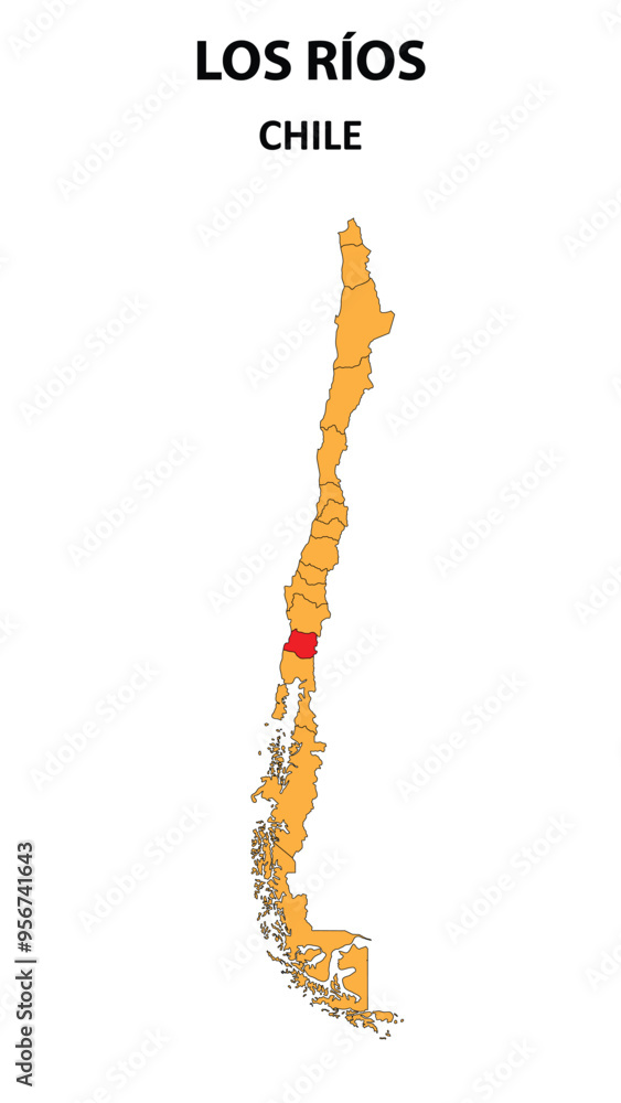 Los Ríos Map is highlighted on the Chile map with detailed state and ...