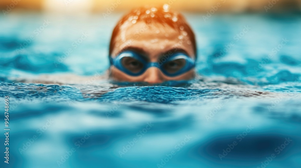 Swimmer with a pulled muscle performing aquatic rehabilitation and ...