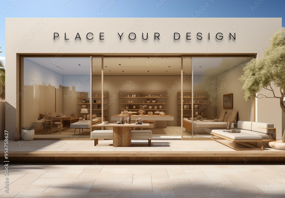 Shop Store Front Facade Mockup Generated with AI Stock Template | Adobe ...