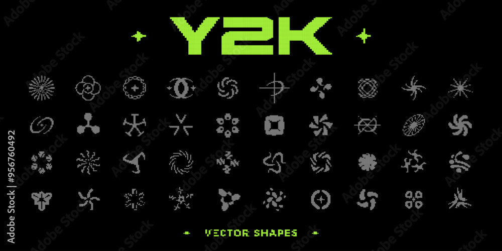 Y2K pixel style asset. Y2K retro futuristic elements for posters ...