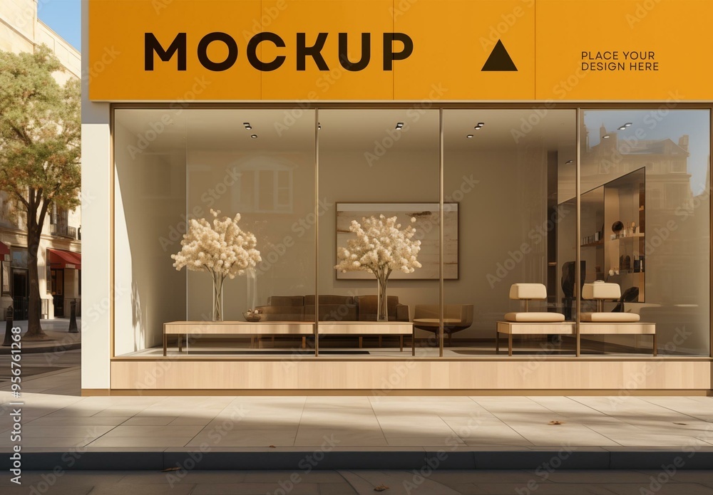Shop Store Front Facade Mockup Generated with AI Stock Template | Adobe ...