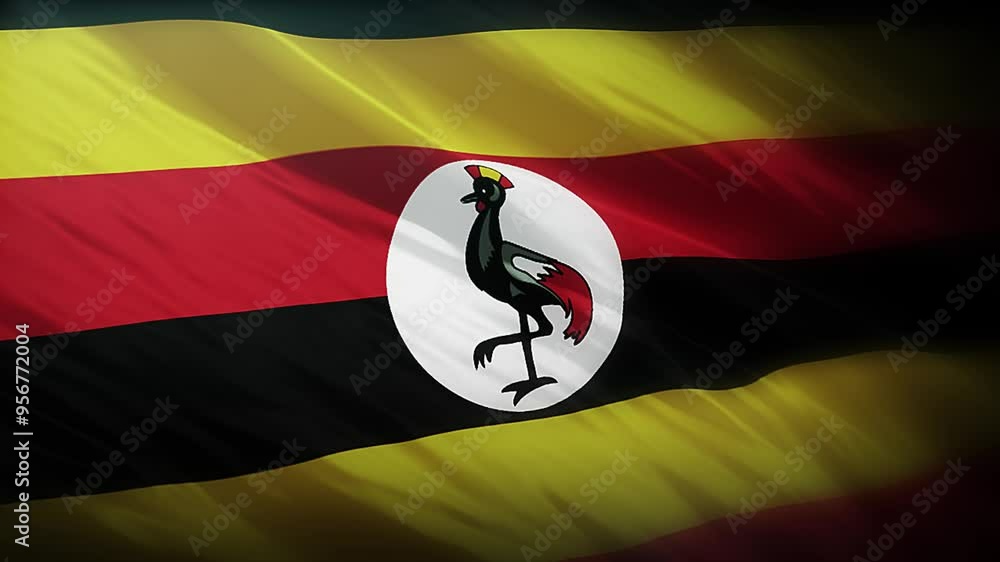 Uganda Flag Waving in Full 4K Resolution. Realistic Closeup of the ...