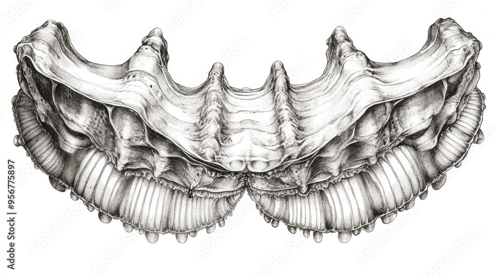 Line art illustration of Cryptostemma Karschii showcasing fused terga ...