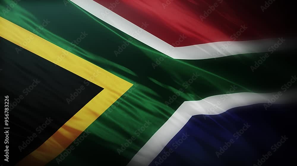South Africa Flag Waving in Full 4K Resolution. Realistic Closeup of ...