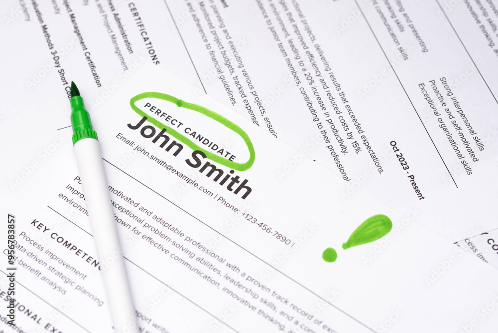 Fake mock CV (curriculum vitae) resume for John Smith, selected by HR ...