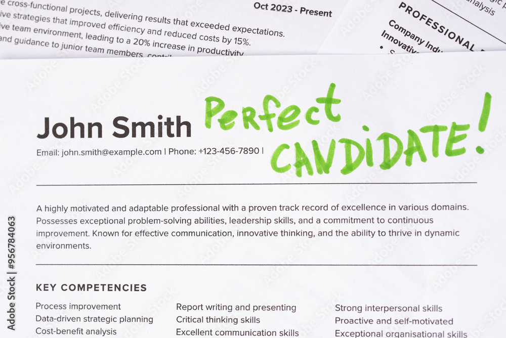 Fake mock CV (curriculum vitae) resume for John Smith, selected by HR ... Fake mock CV (curriculum vitae) resume for John Smith, selected by HR ...