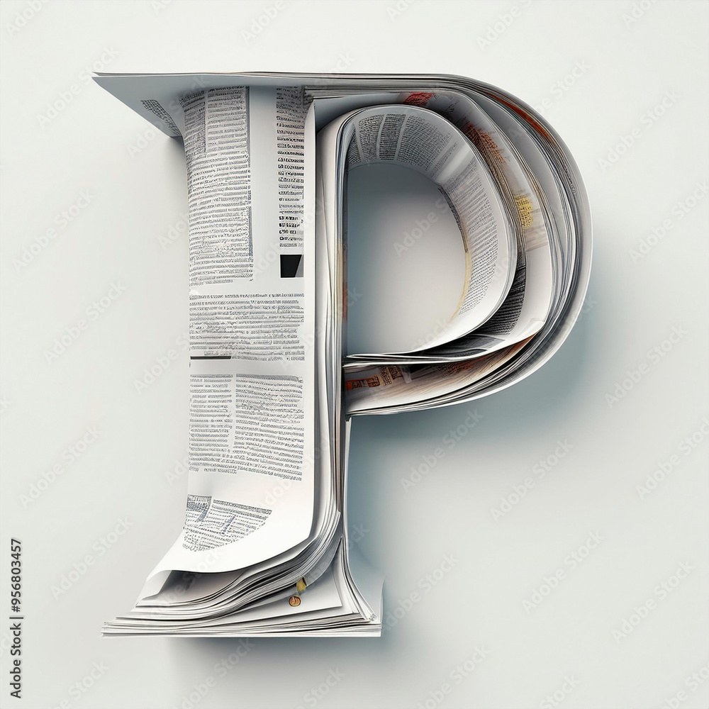 Alfabeto em recortes de folhas de jornal e revista, Letra P fundo ...