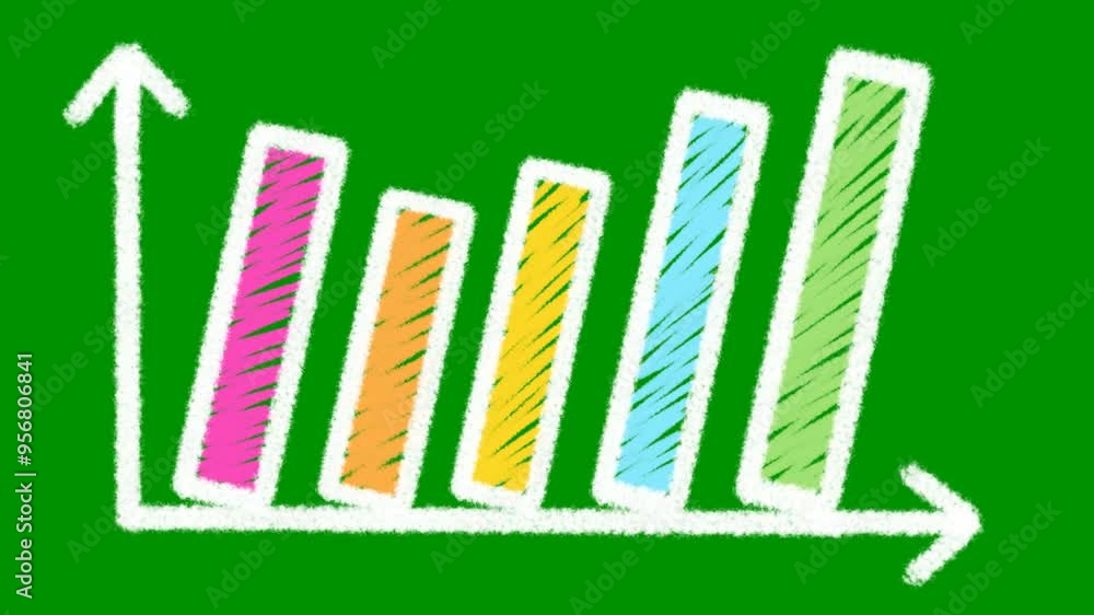 bar chart animation in colorful color. bar chart on green screen ...