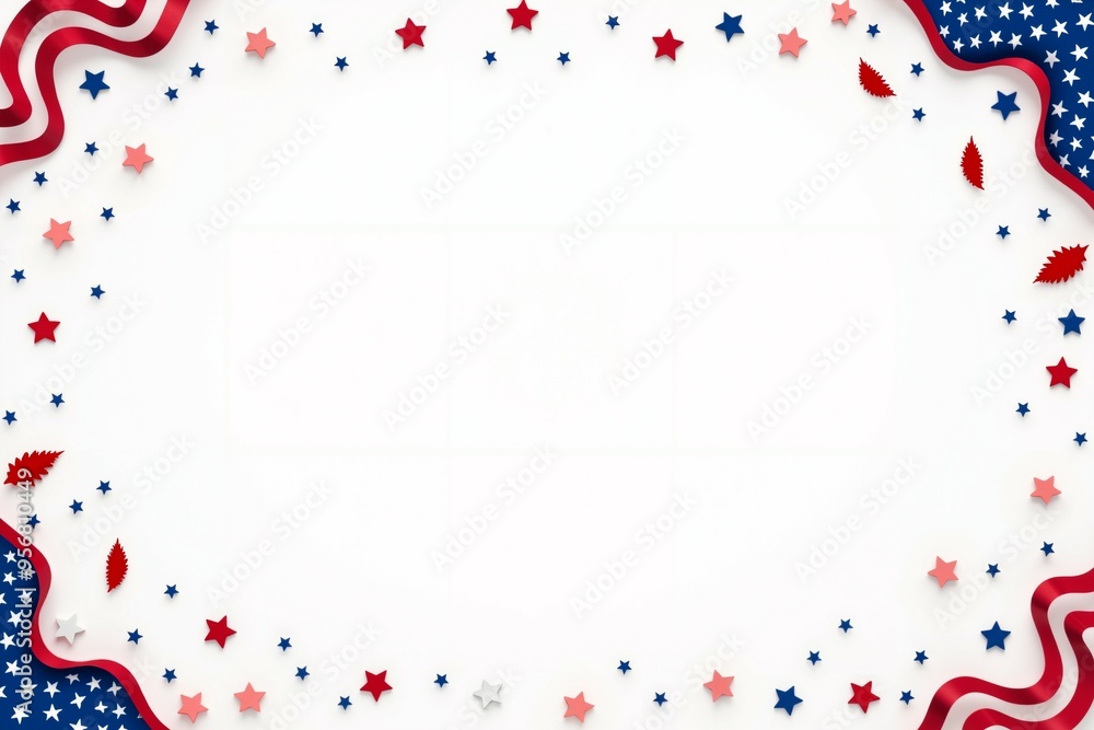 American Flag Border with Stars and Leaves for Independence Day Stock ...