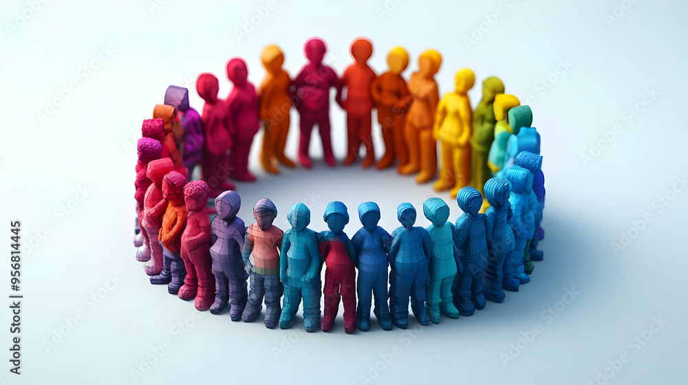 3D Family Diversity Circle with Unity Text concept as An isolated ...