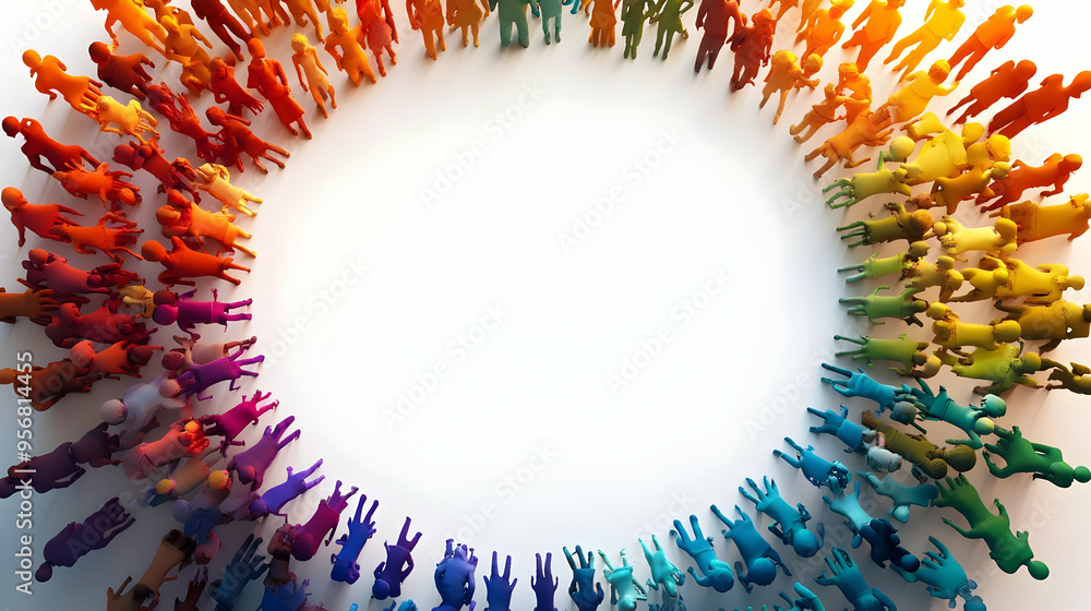 3D Family Diversity Circle Frame with Unity Text concept as A circular ...