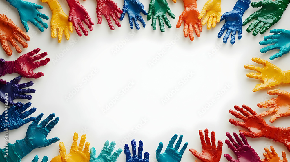 3D Family Diversity Handprint Frame with Support Text concept as A ...