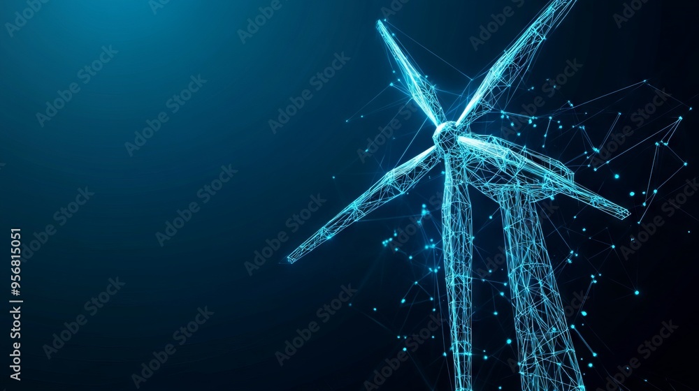 Wind Energy. Wind turbine farm. Sustainable or Green power concept ...