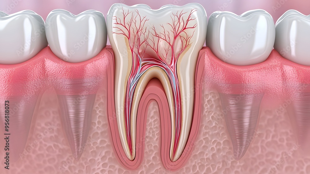Root Canal Procedure Illustrating Dental Nerve Removal: An illustration ...