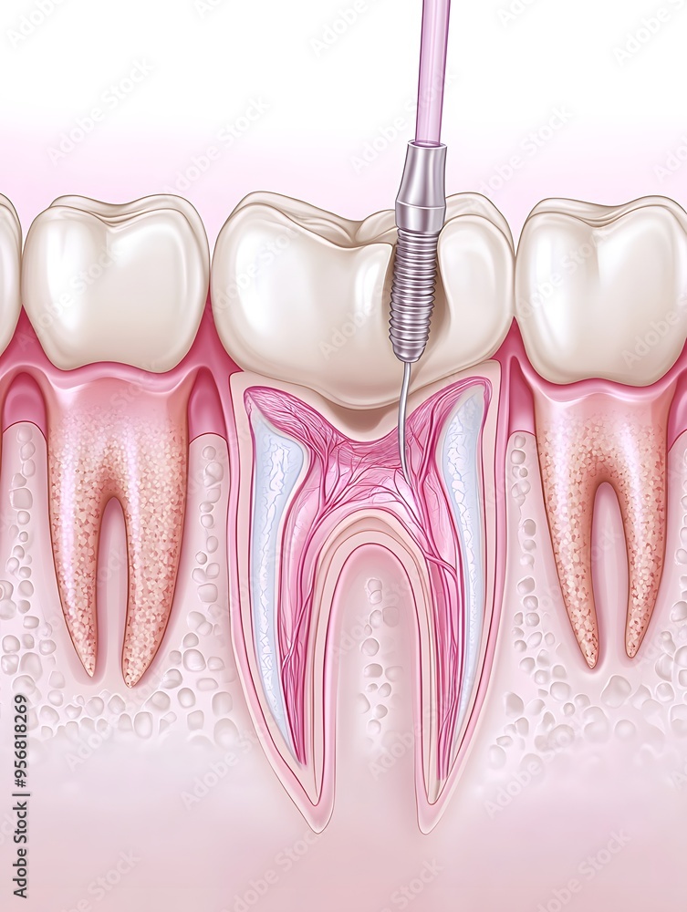 Root Canal Procedure Illustrating Dental Nerve Removal: An illustration ...