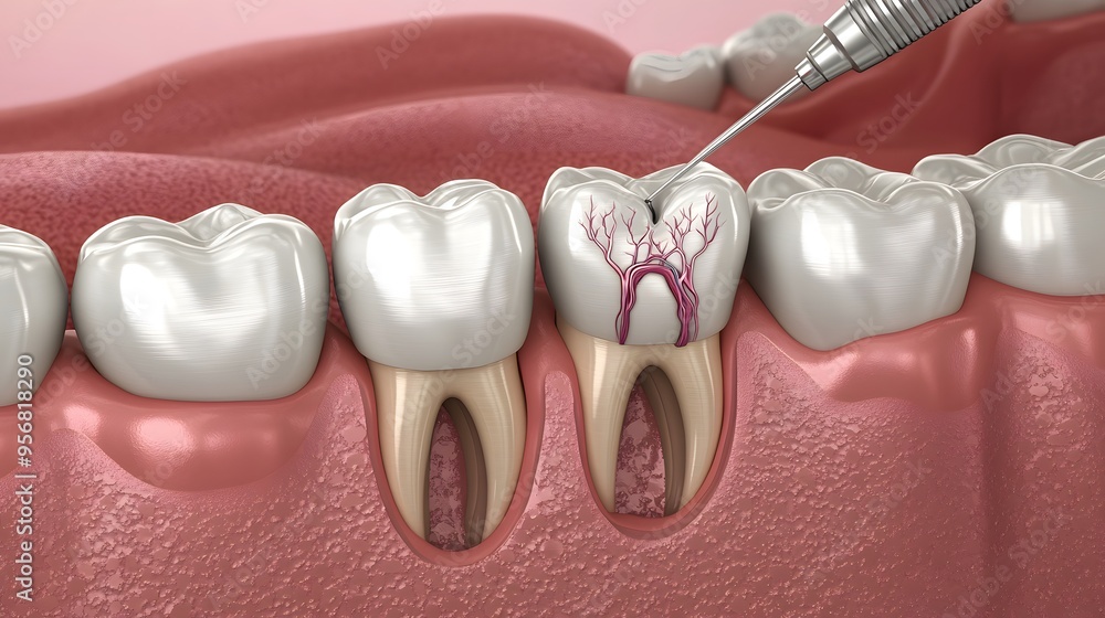 Root Canal Procedure Illustrating Dental Nerve Removal: An illustration ...