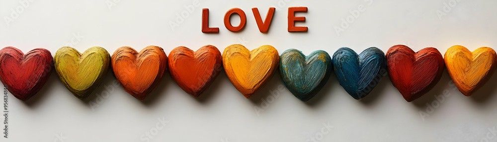 Family Diversity Heart Frame with Love Text concept as A minimalist ...