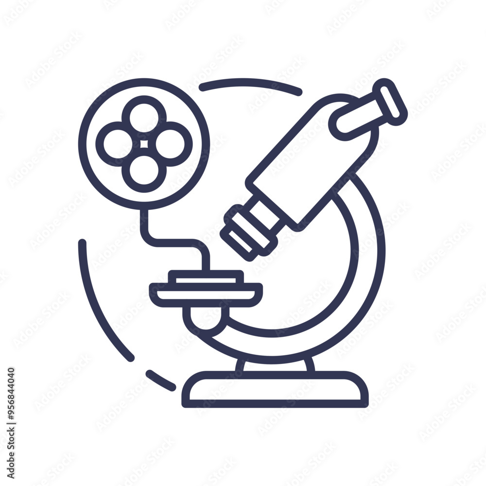 Line art of a microscope symbolizing scientific inquiry and research ...