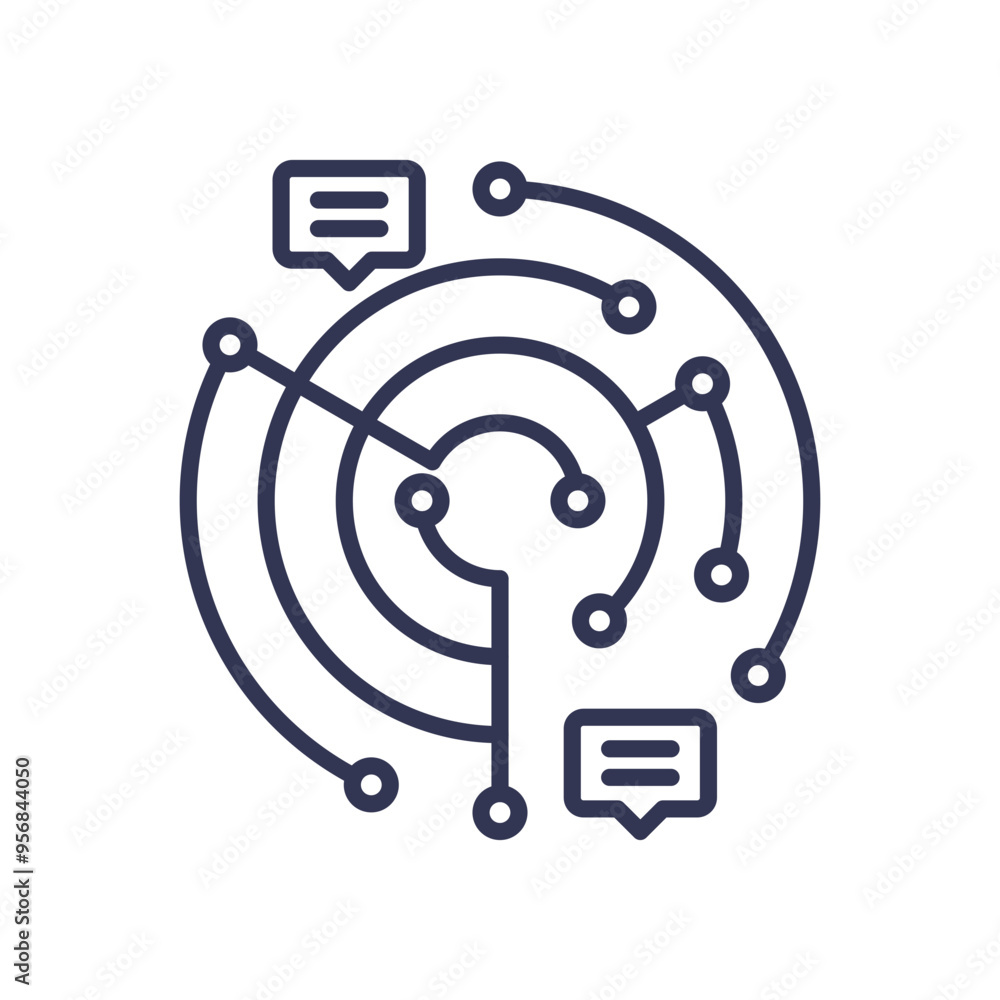 Abstract representation of interconnected processes and logic with ...