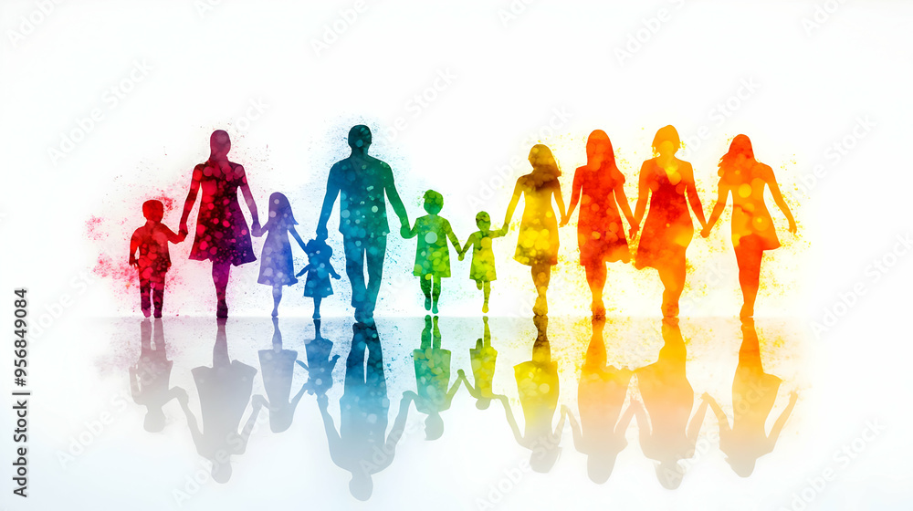 Glossy Family Silhouettes Background concept as A sleek glossy ...