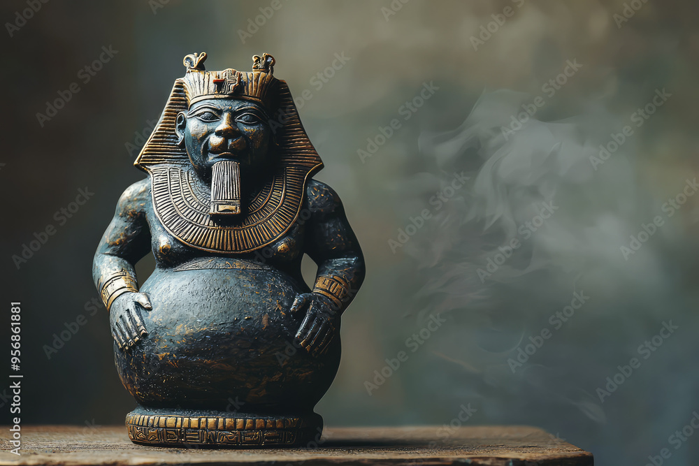 Hapi, the God of the Nile, Stands Tall, a Bronze Effigy Bathed in ...