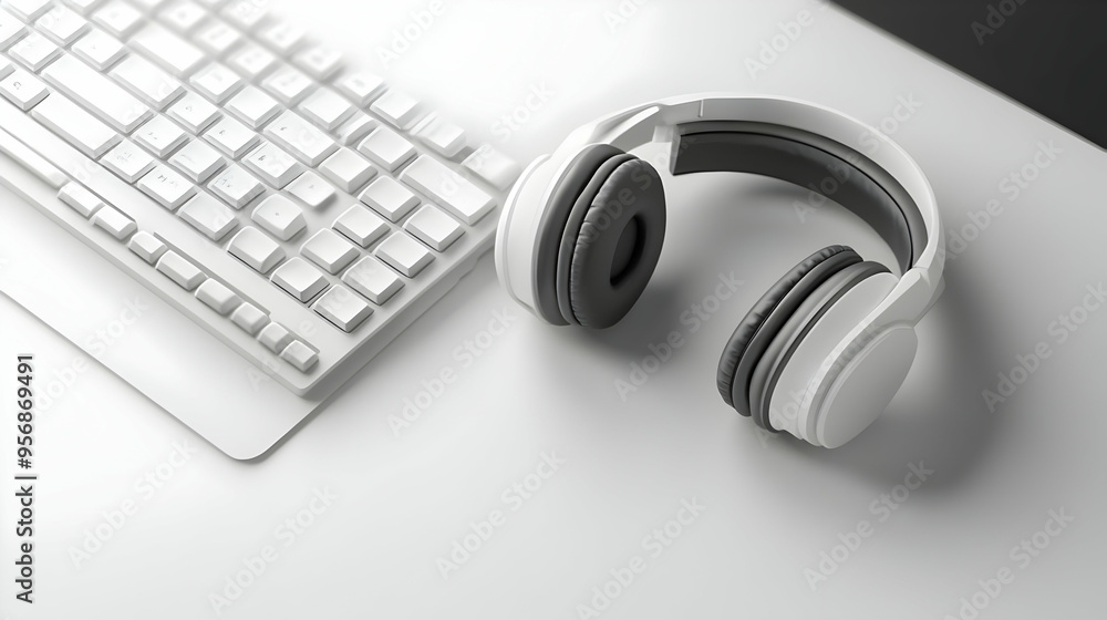 Keyboard and Headset Isolated Vector concept as An isolated vector ...