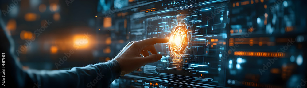 Product manager reviewing designs in a glossy virtual meeting concept ...