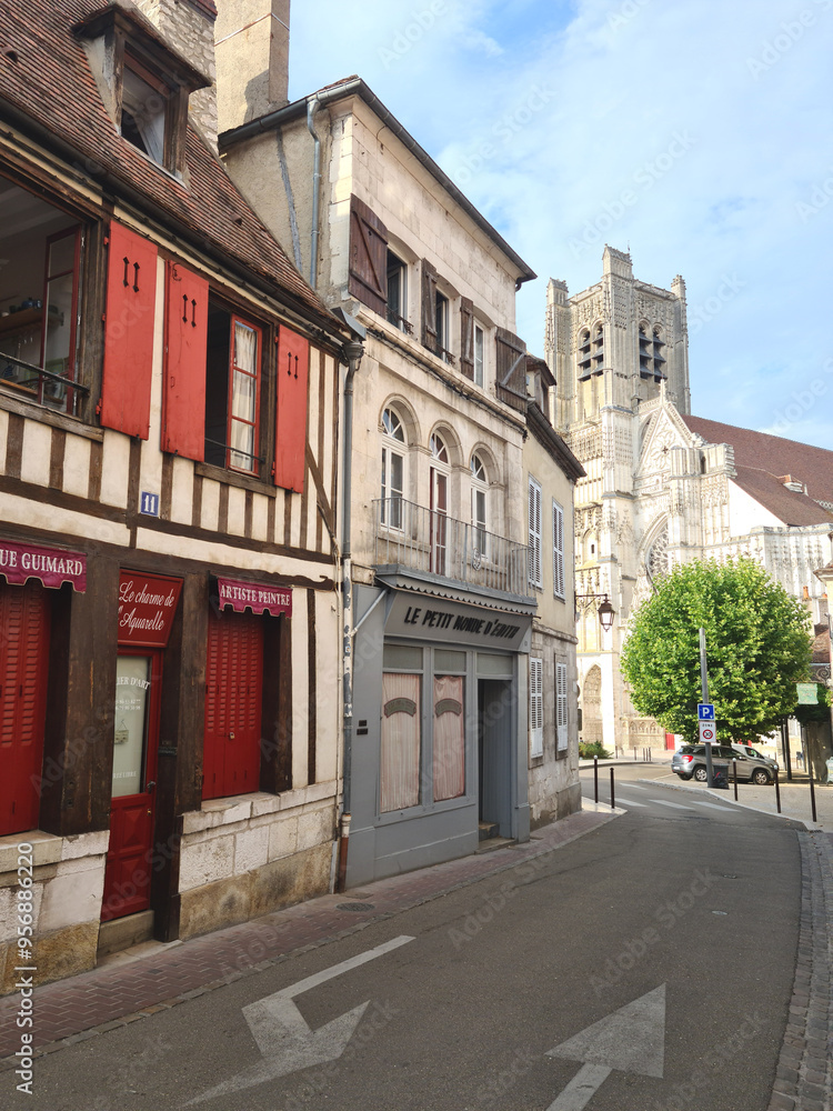 Auxerre is a medieval city on the Yonne River with ancient timber ...