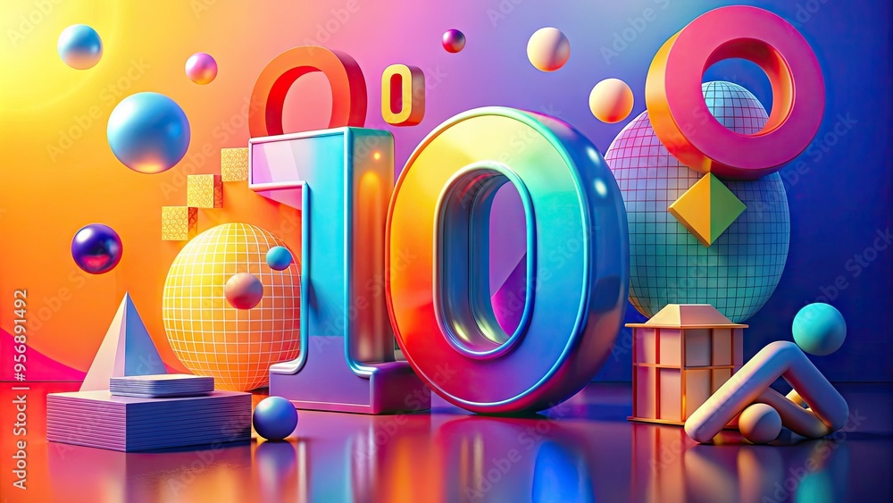 Colorful 3D graphic illustrating top 10 concepts with bold numbers ...