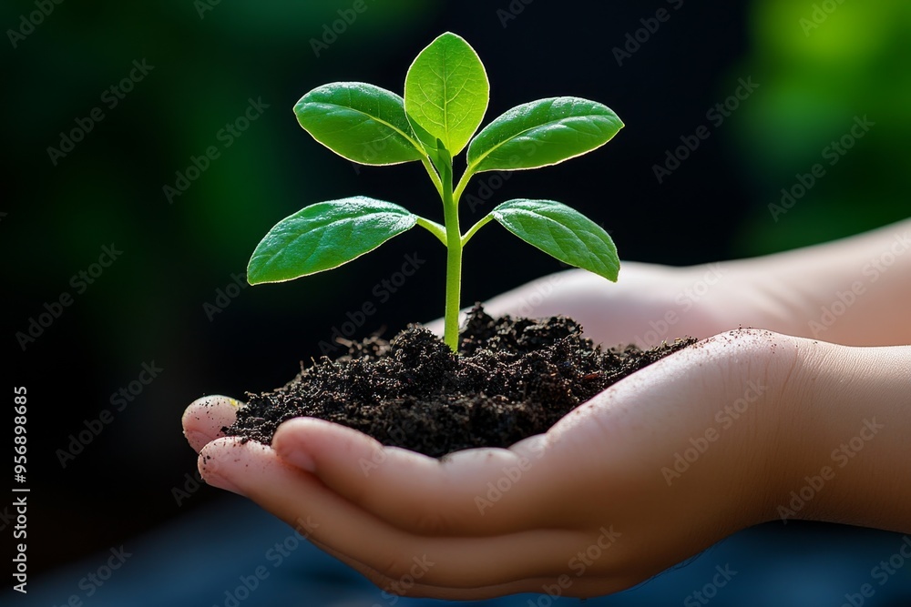 Tiny sprout, soft soil, tender care marks the start of a plant's life ...