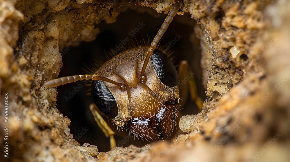 An intriguing macro photograph of an ant nest, revealing the complex ...