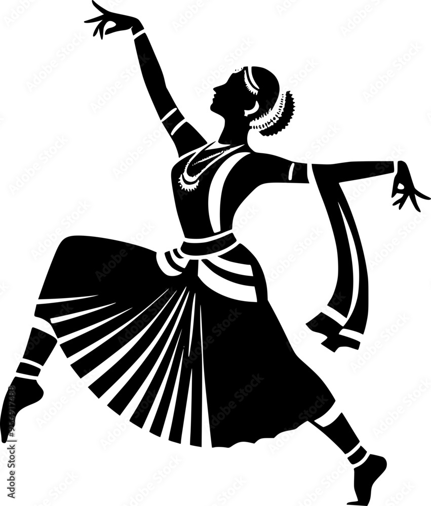 Beautiful Kathak Dance Design for Dance Recital Invitations Stock ...