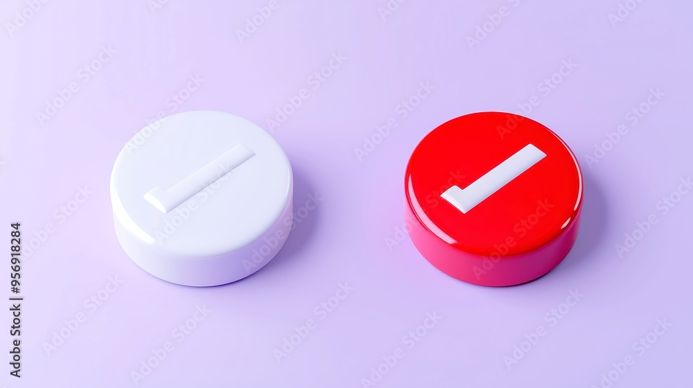 Isometric Checkmark Icon Set, featuring affirmative and negative ...