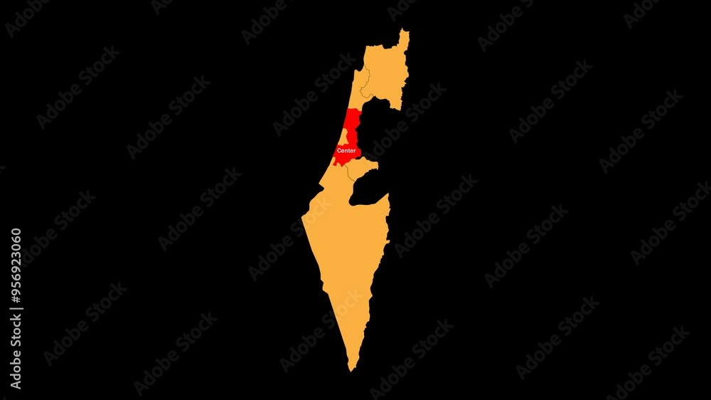 Center map animated video. Location is highlighted on the Israel map ...