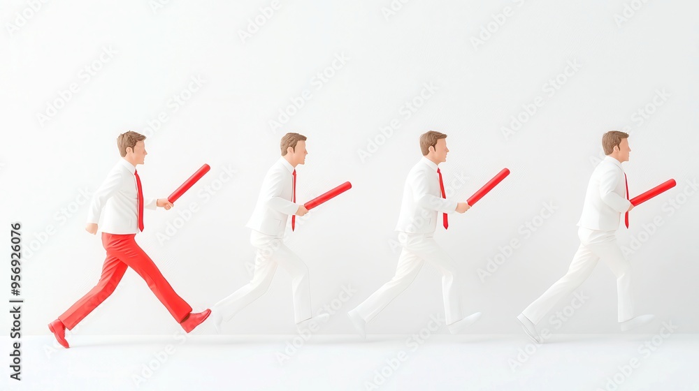 Businessman dropping baton in relay race, symbolizing teamwork ...