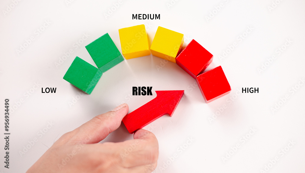Risk management concept. Risk assessment level indicator rating with ...
