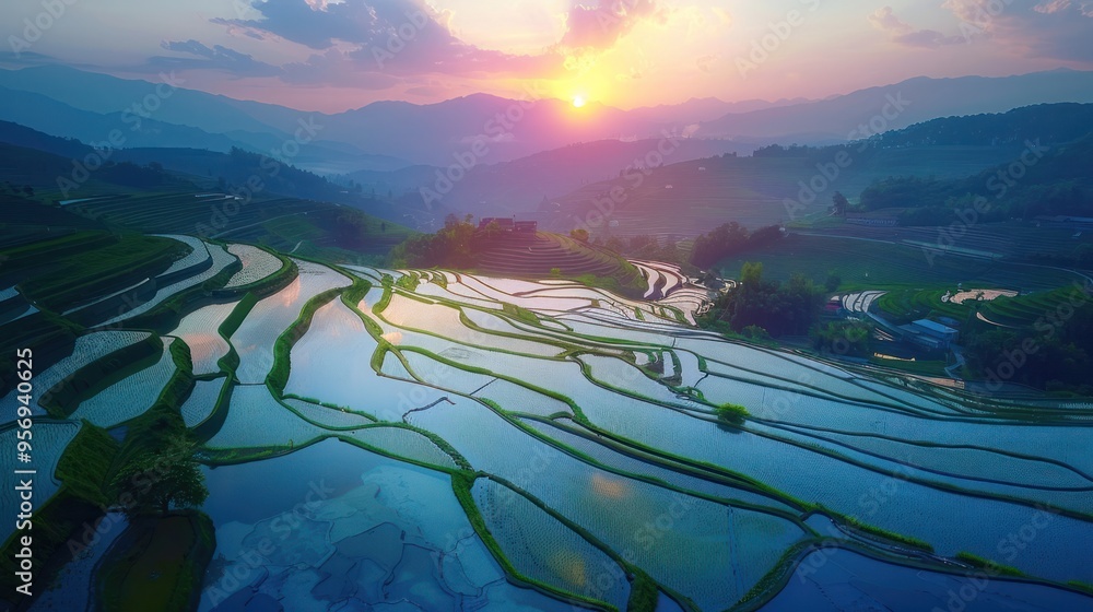 Drone timelapse captures the serene beauty of vibrant green rice ...