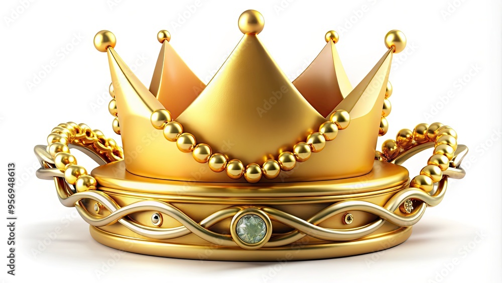 Golden iconic mayor symbol with a crown and ceremonial chain, isolated ...