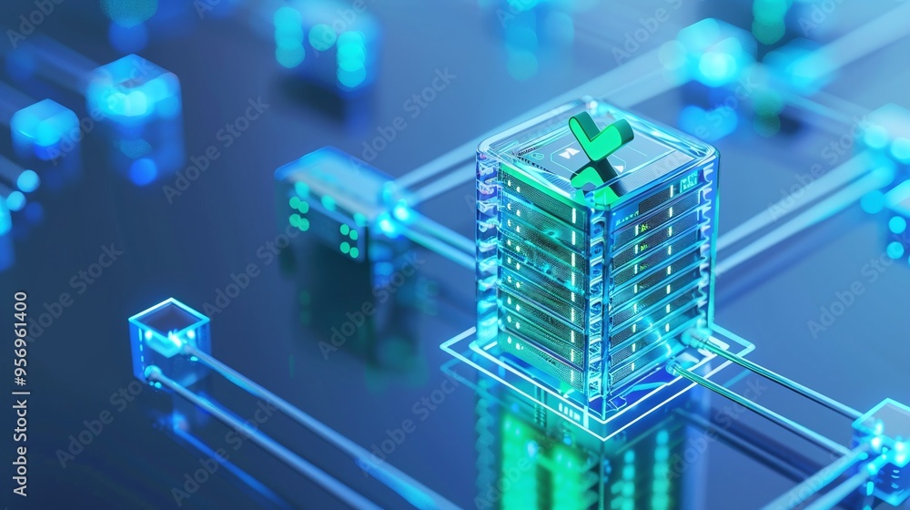 Futuristic digital cityscape with neon lights depicting data centers ...