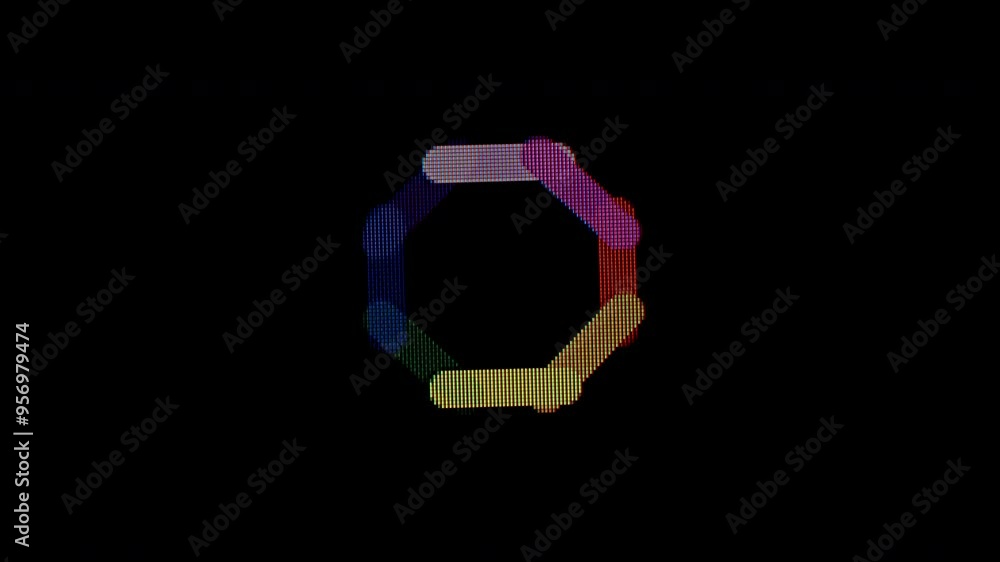 Pixelated Octagonal Rainbow Loader, featuring an octagon with multicolored bars that rotate ...