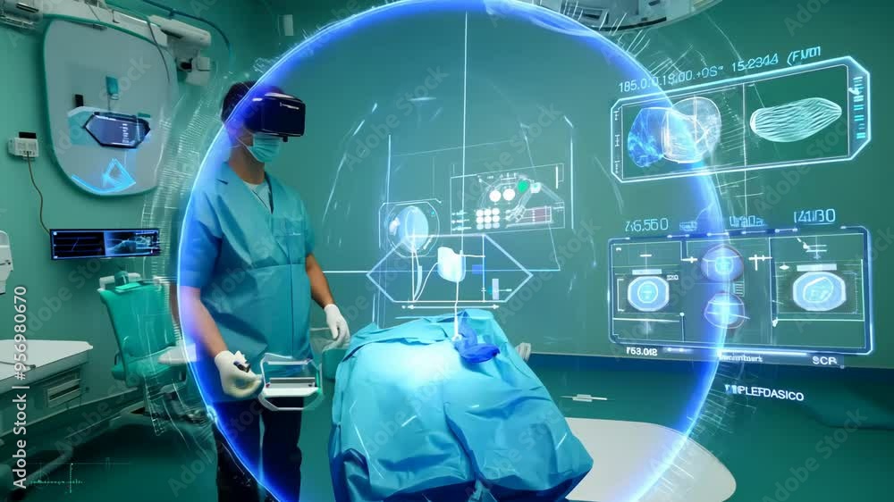 A surgeon utilizes virtual reality tools for training and planning ...