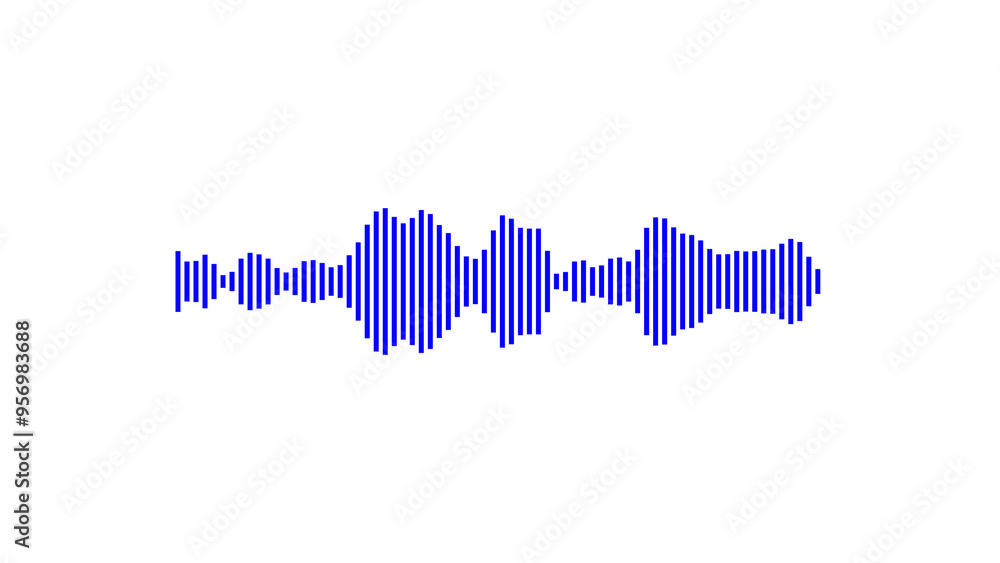Blue line audio wave visualization voice record, sound wave on white ...