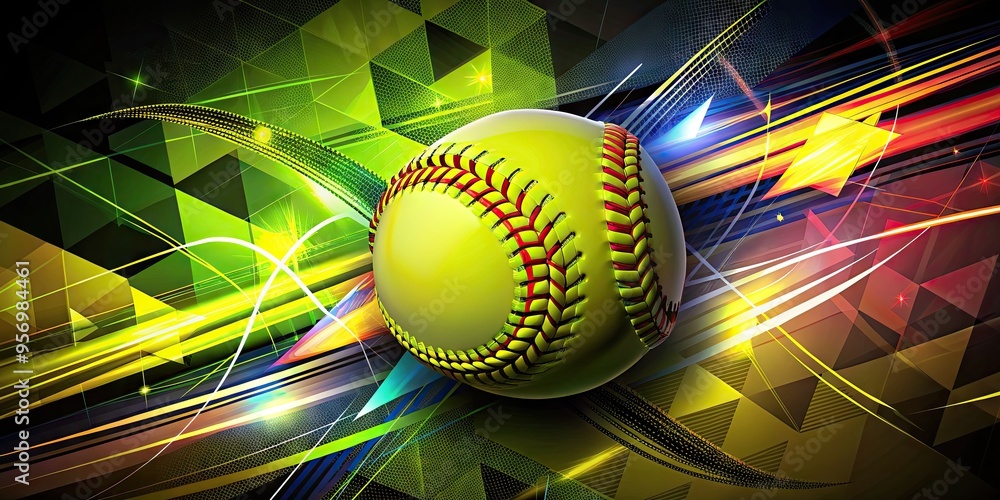 softball bold black lines abstract shapes geometric patterns athletic ...