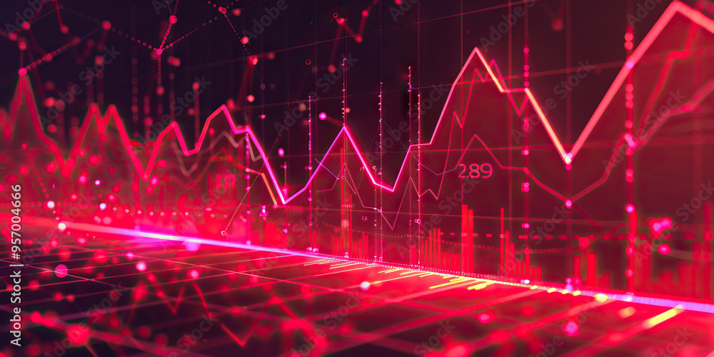 Red Line Charts with Industrial Color Palettes for Economic Reports ...