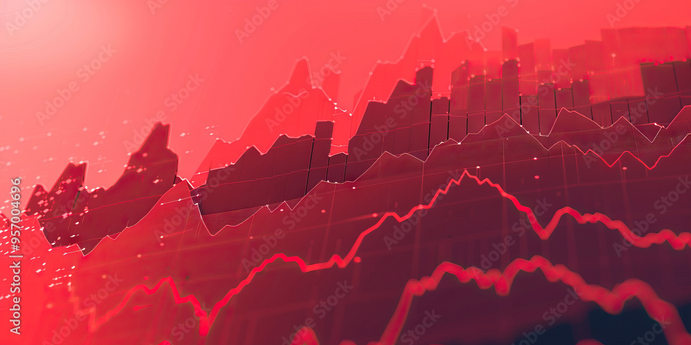 ภาพประกอบสต็อก Red Line Charts with Industrial Color Palettes for ...
