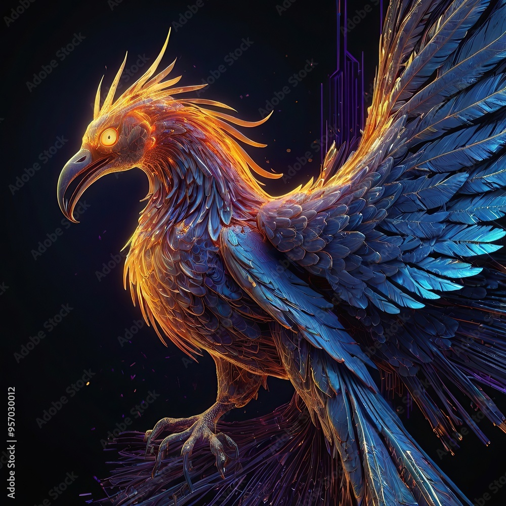New Free the bird futuristic digital artwork of a majestic phoenix ...