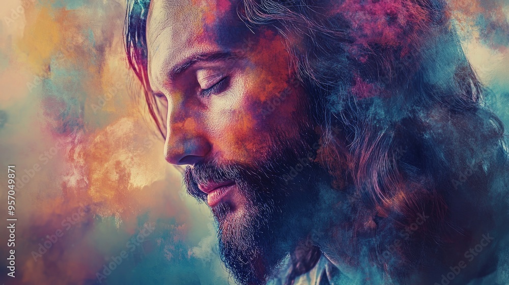 Serene generative AI portrait of Jesus Christ, highlighting his role as ...