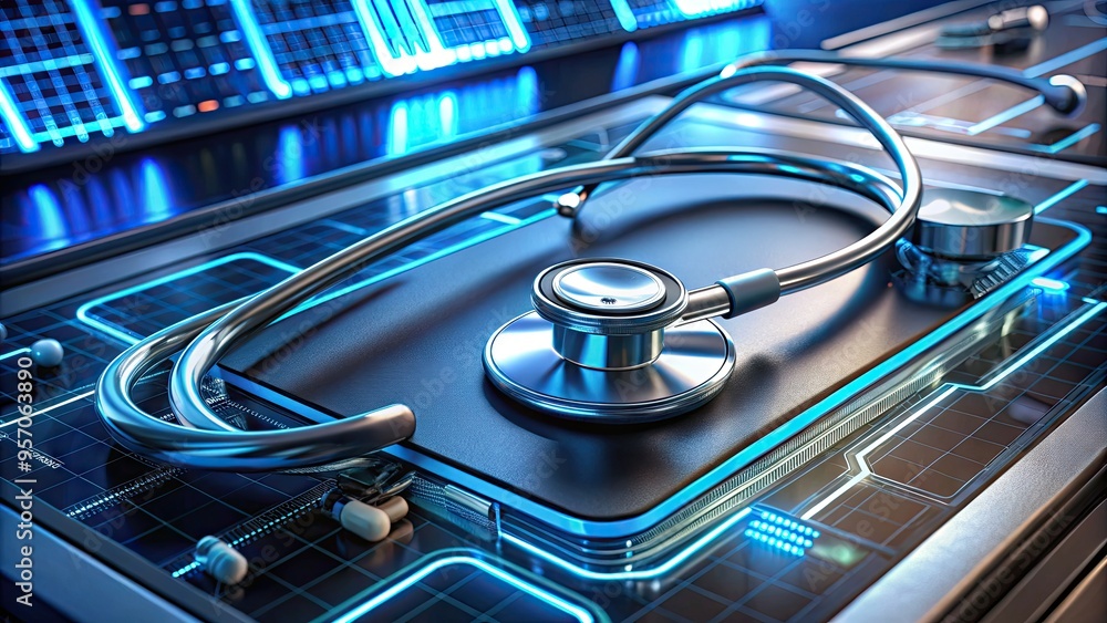 Modern digital stethoscope with sleek design and advanced features ...