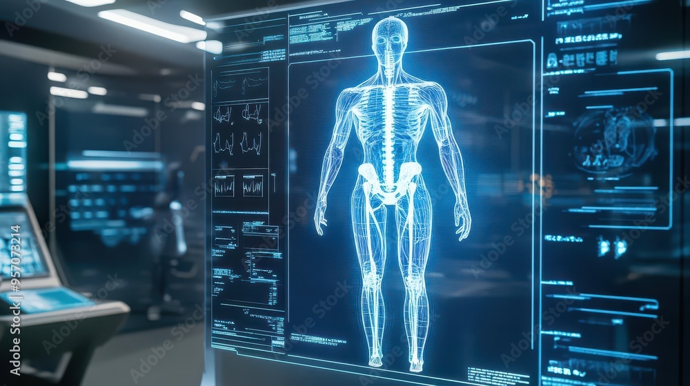 holographic metabolism visualizer interactive body scan futuristic ...